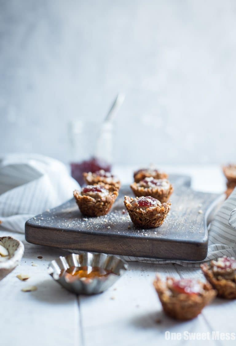 Honey Almond Butter Mini Granola Cups {Gluten-Free} - One Sweet Mess