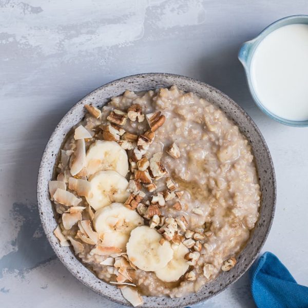 Banana Bread Steel Cut Oatmeal {Gluten-Free + Vegan} - One Sweet Mess