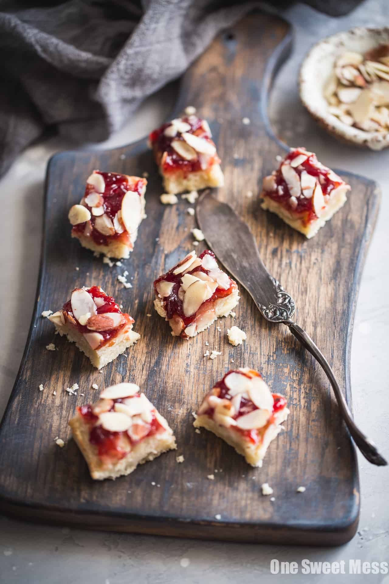 Gluten-Free Cherry Almond Shortbread Bars - One Sweet Mess