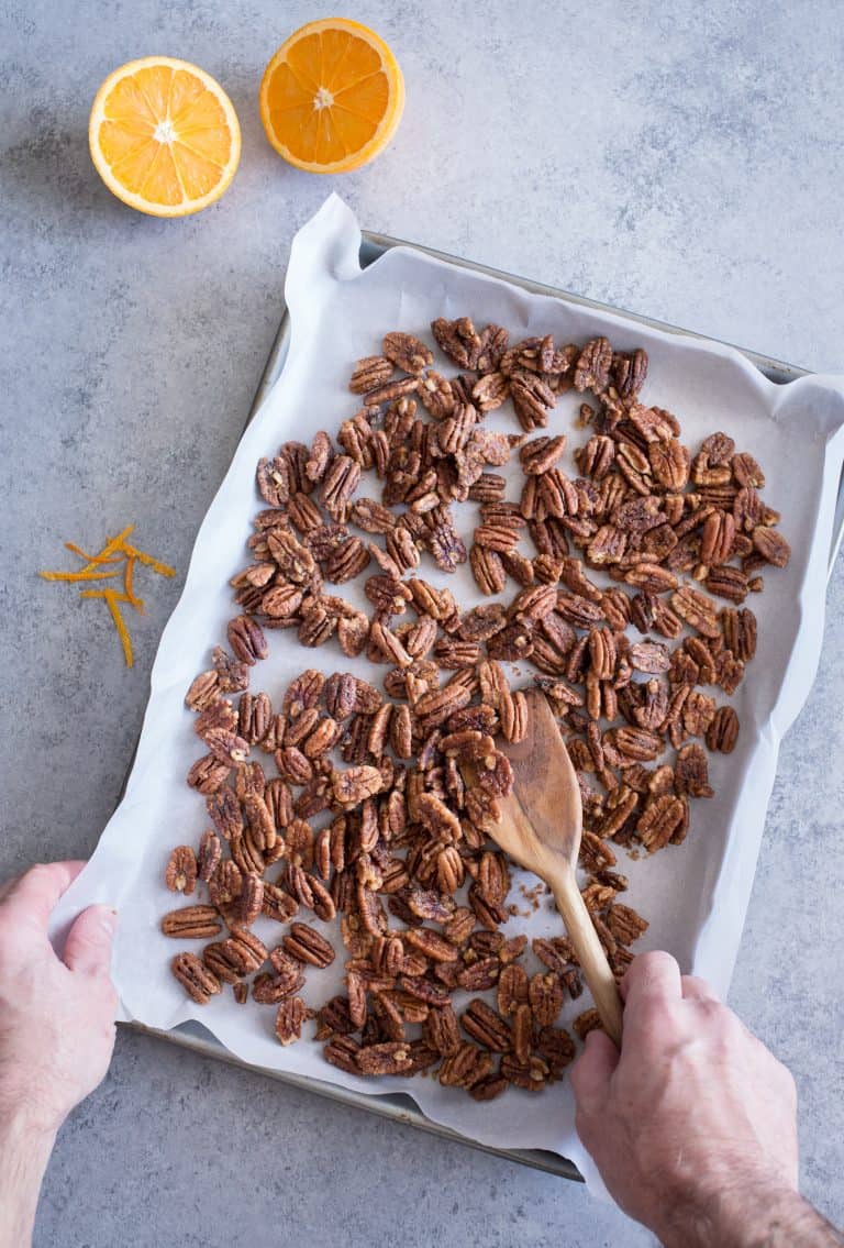 Maple-Orange Roasted Pecans - One Sweet Mess